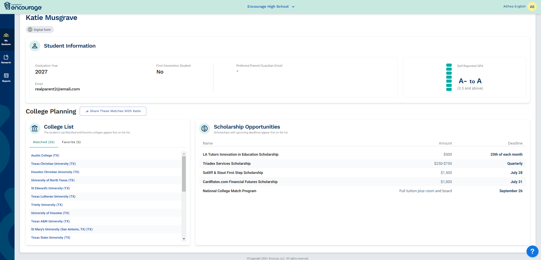 My Students – Encourage